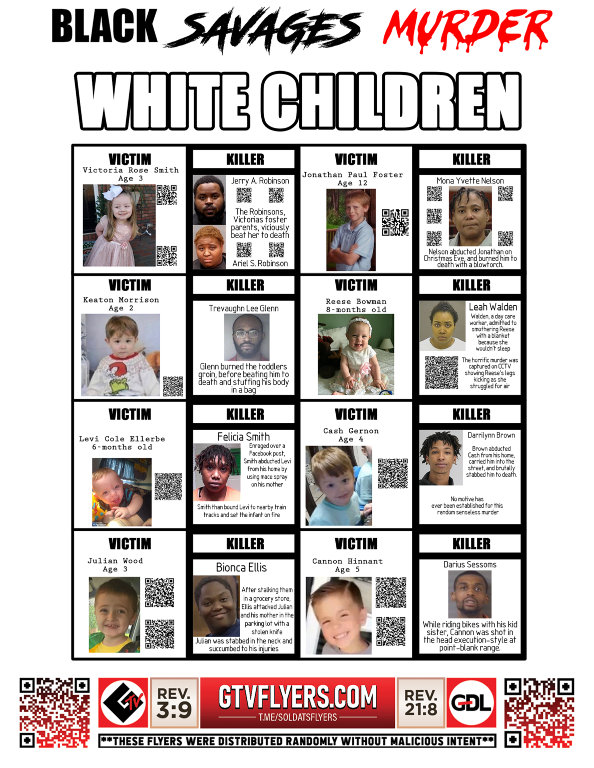 Black Savages Murder White Children – GTV Flyers